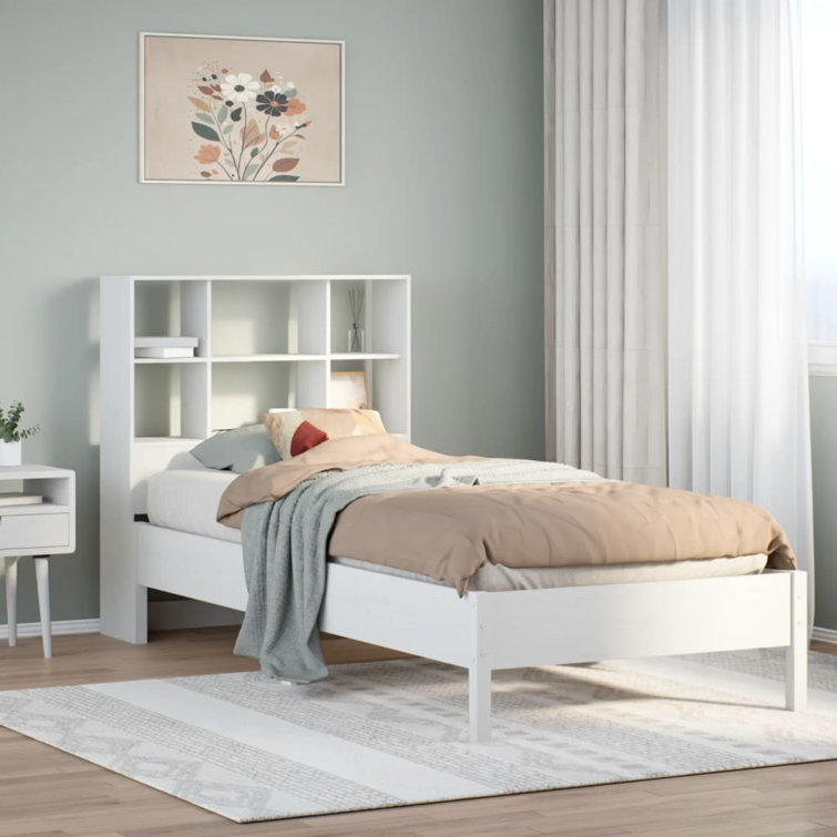 ClassicLiving Bookcase Bed Without Mattress White Small Single Solid Wood Pine